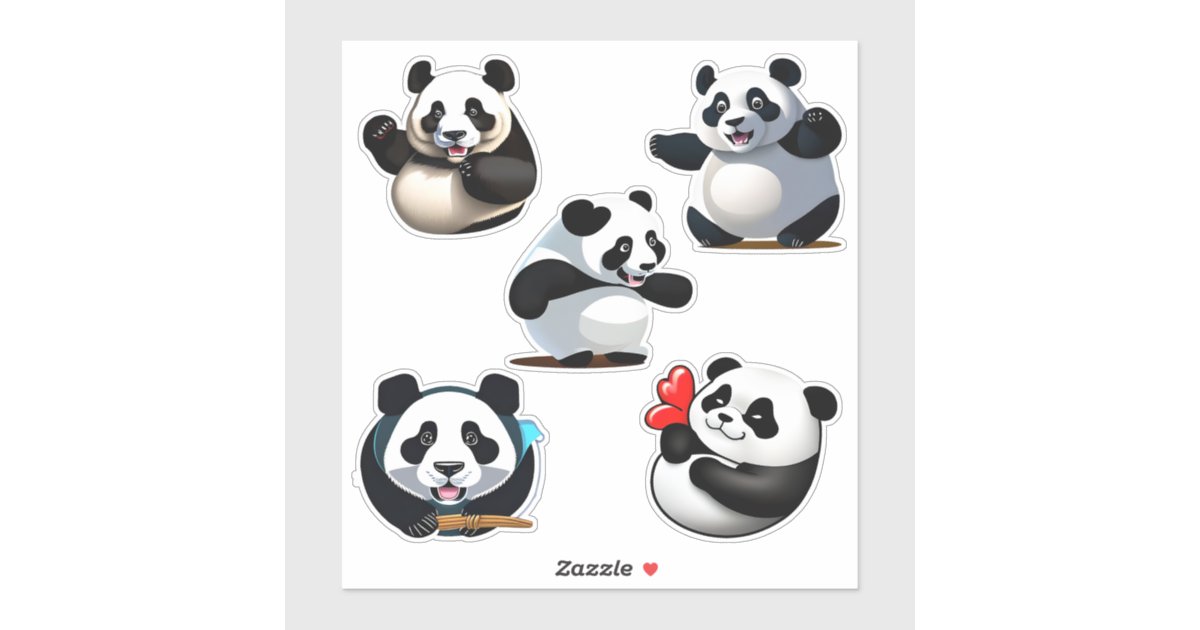 Cute Panda Poses Sticker | Zazzle
