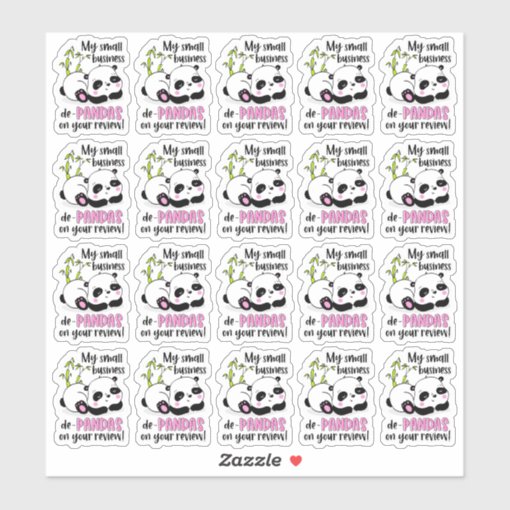Cute Panda Pun Funny Leave a Review Small Business Sticker | Zazzle