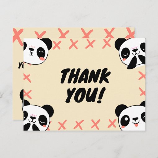Cute Panda Thank You Postcard | Zazzle