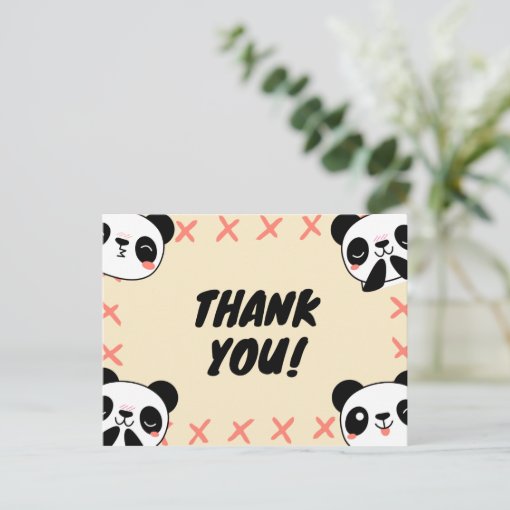 Cute Panda Thank You Postcard | Zazzle