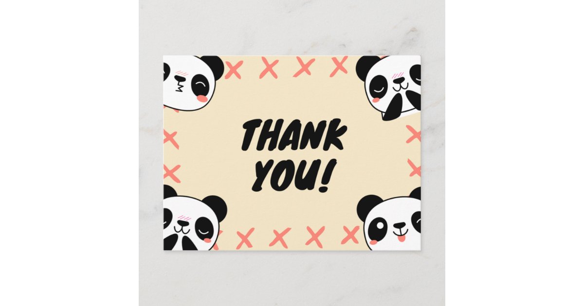 Cute Panda Thank You Postcard | Zazzle