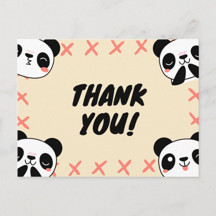 Cute Panda Thank You Postcard | Zazzle.com