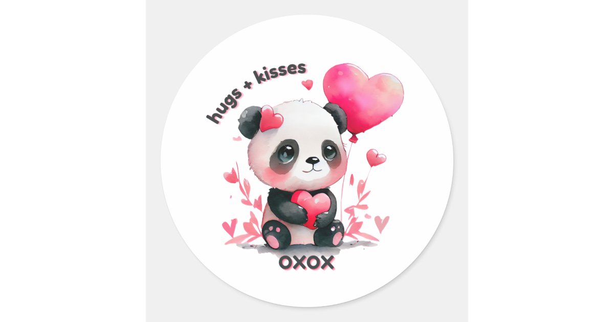 Cute Panda- Valentine's Day- OXOX Classic Round Sticker | Zazzle