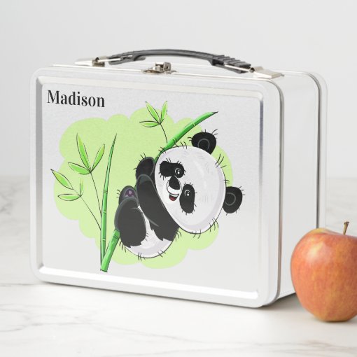 Cute Pandas custom name lunch box | Zazzle