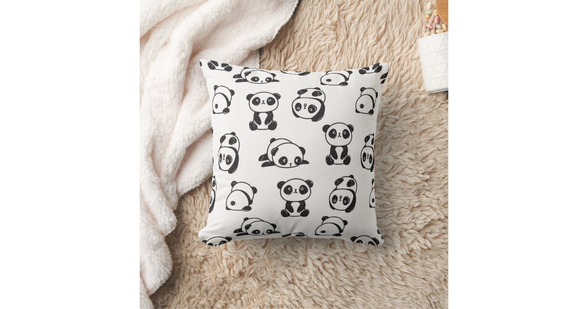 Cute Pandas Pattern Throw Pillow | Zazzle