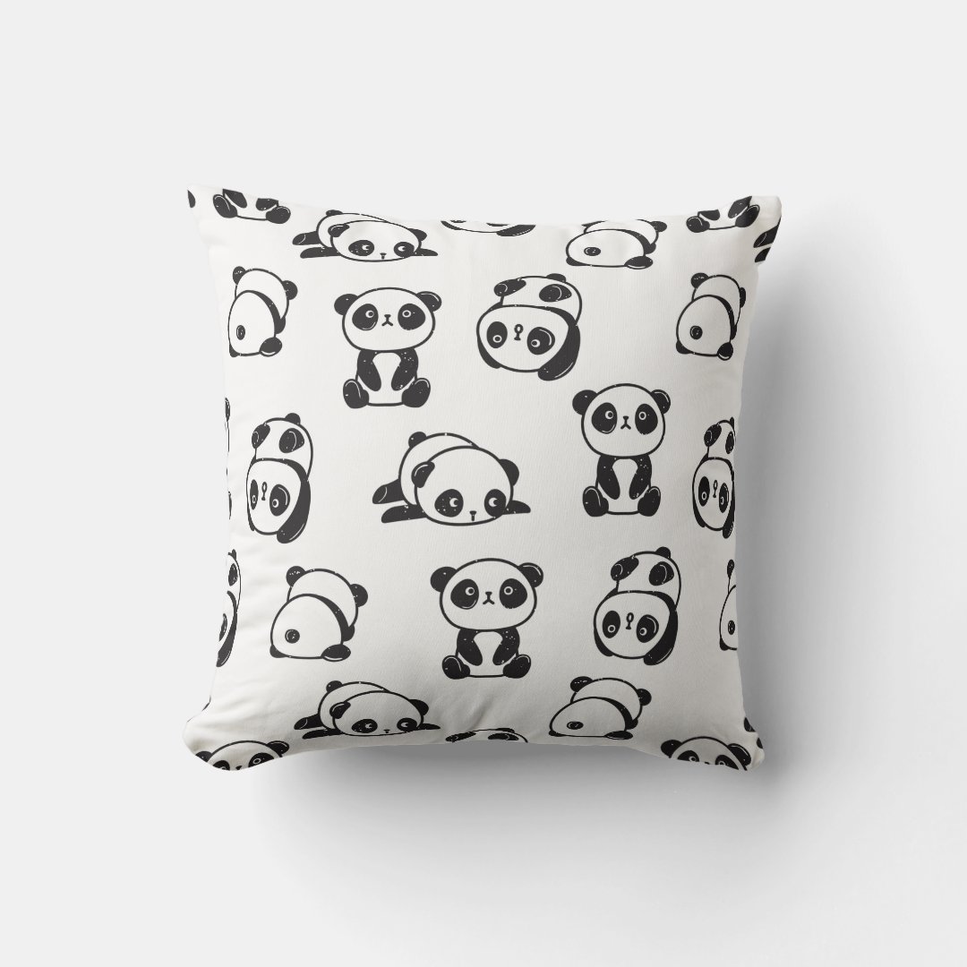 Cute Pandas Pattern Throw Pillow | Zazzle