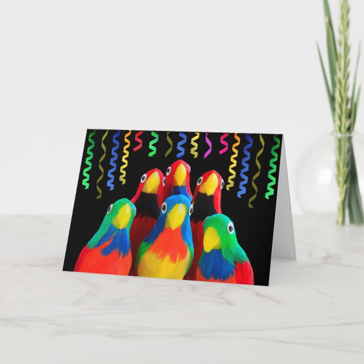 Cute Parrot Fest Birthday Card | Zazzle