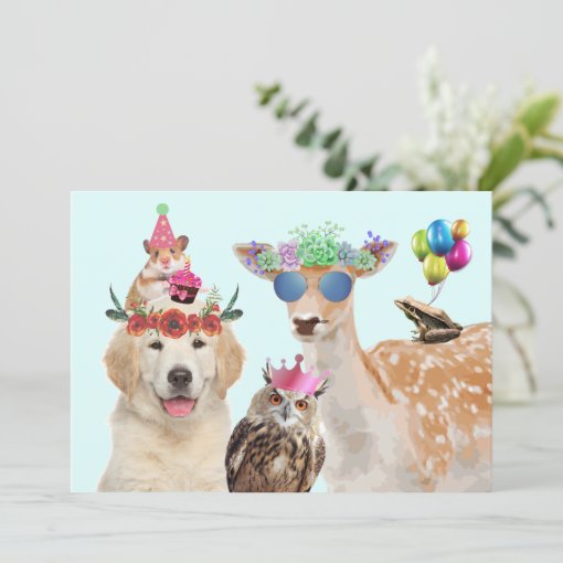 Cute Party Animals Birthday Invitation | Zazzle
