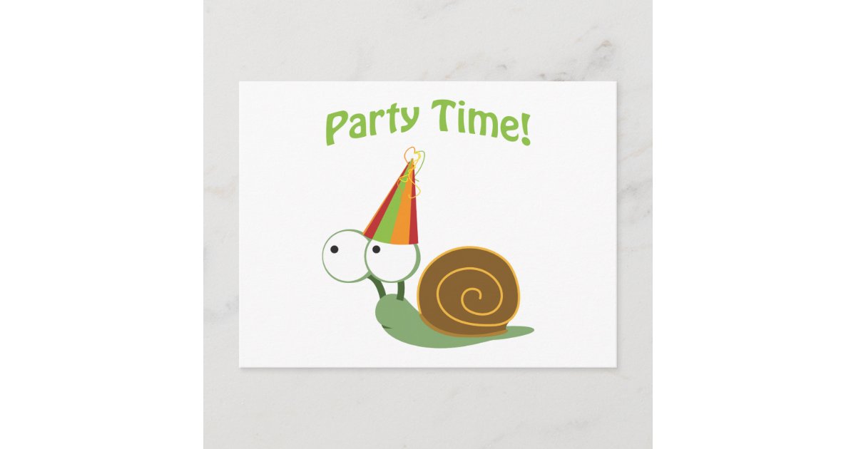 Cute Party Time Snail Invitation Postcard | Zazzle