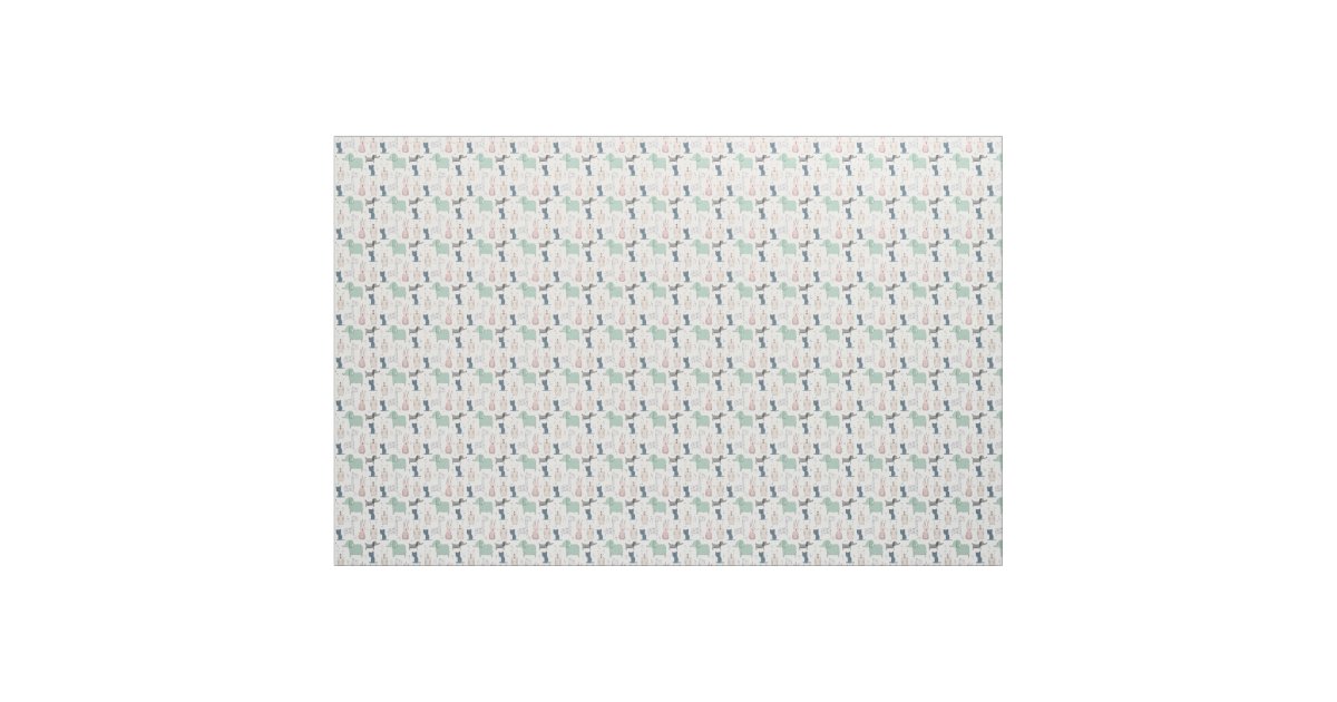 Cute Pastel Baby Animal Pattern Fabric | Zazzle