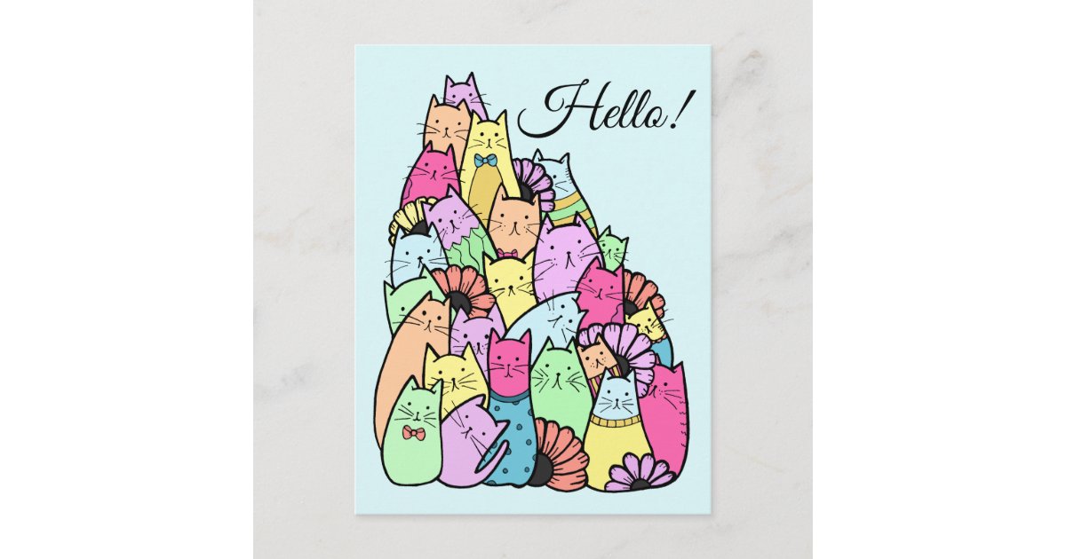 Cute Pastel Cats Postcard | Zazzle