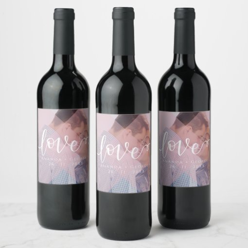 Cute Pastel Color | Love | Photo | Wine Label | Zazzle