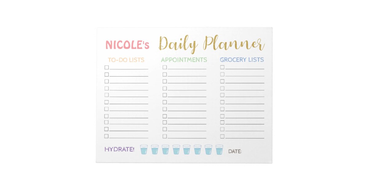 Cute Pastel Daily Planner Notepad | Zazzle