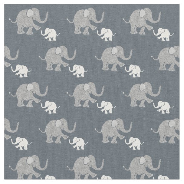 Cute grey elephant pattern fabric DIY textile | Zazzle.com