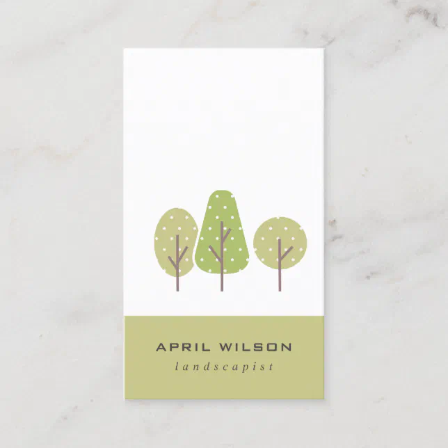 CUTE PASTEL GREEN TREE TRIO LANDSCAPING SERVICE BUSINESS CARD | Zazzle