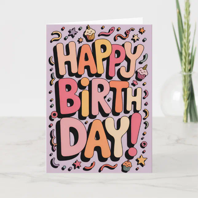 Cute Pastel Happy Birthday Card | Zazzle