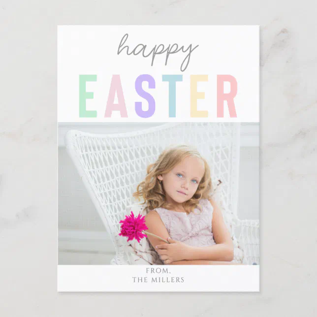 Cute Pastel Happy Easter Photo collage spring Holiday Postcard | Zazzle