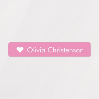 Cute Pastel Heart Name Skinny Kids' Labels | Zazzle
