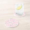 Cute Pastel Hearts & Rainbow Pattern | Kawaii Pink Coaster | Zazzle