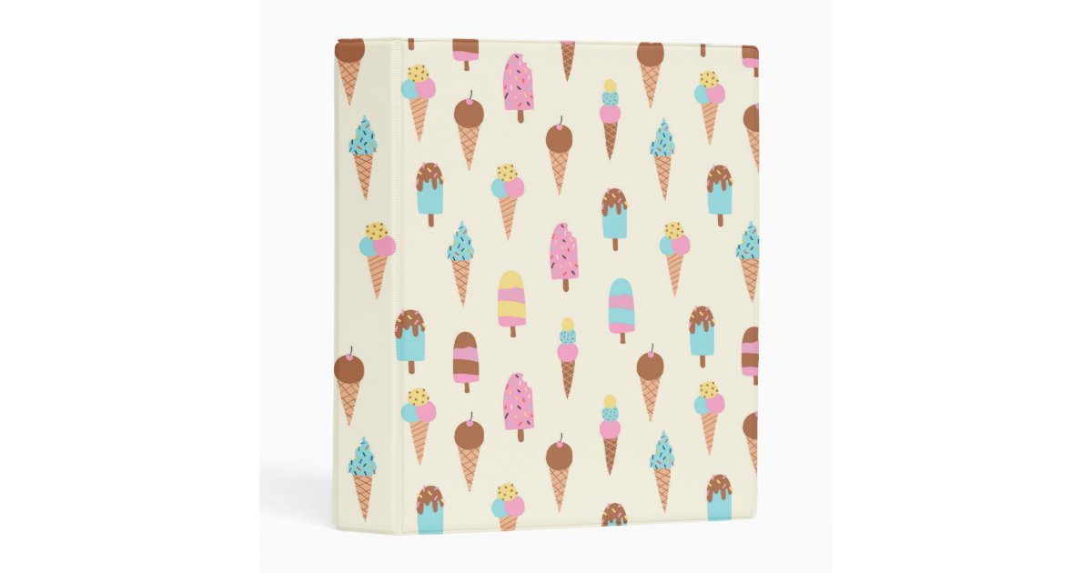 Cute Pastel Ice Cream Sweets Pattern Mini Binder | Zazzle