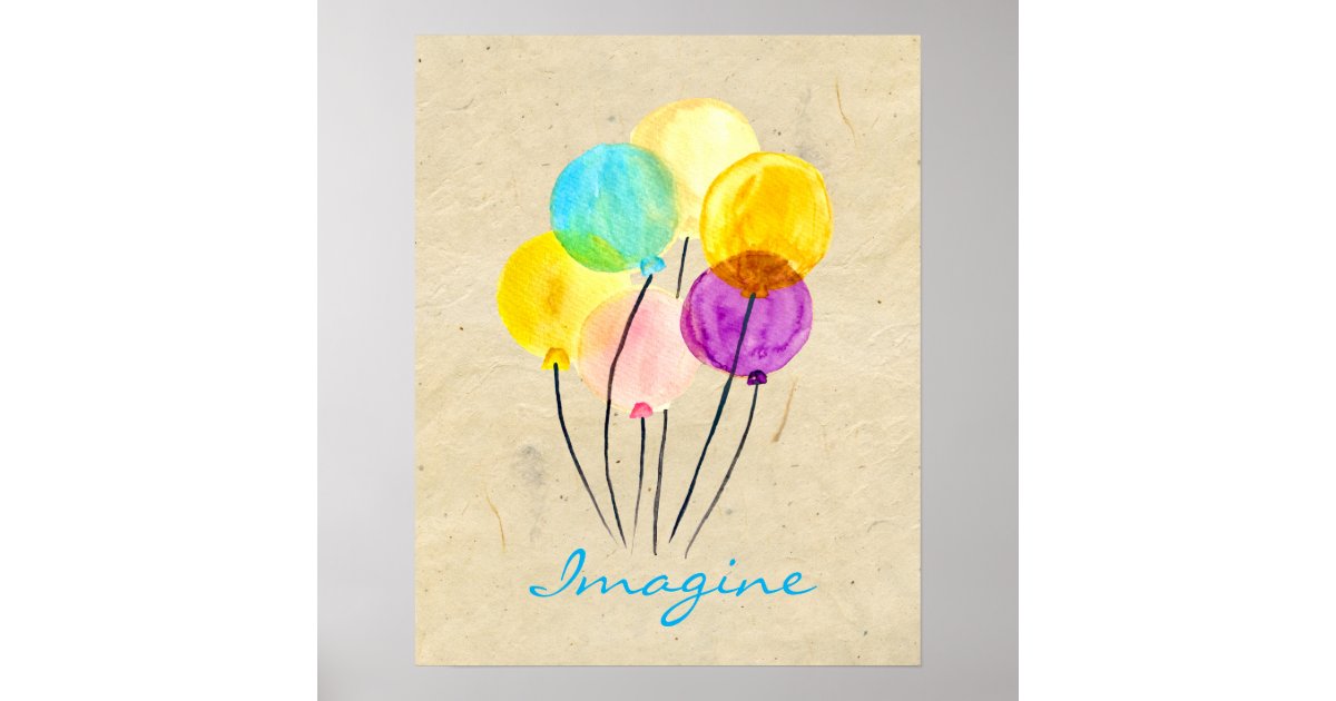 Cute pastel imagine balloons poster | Zazzle