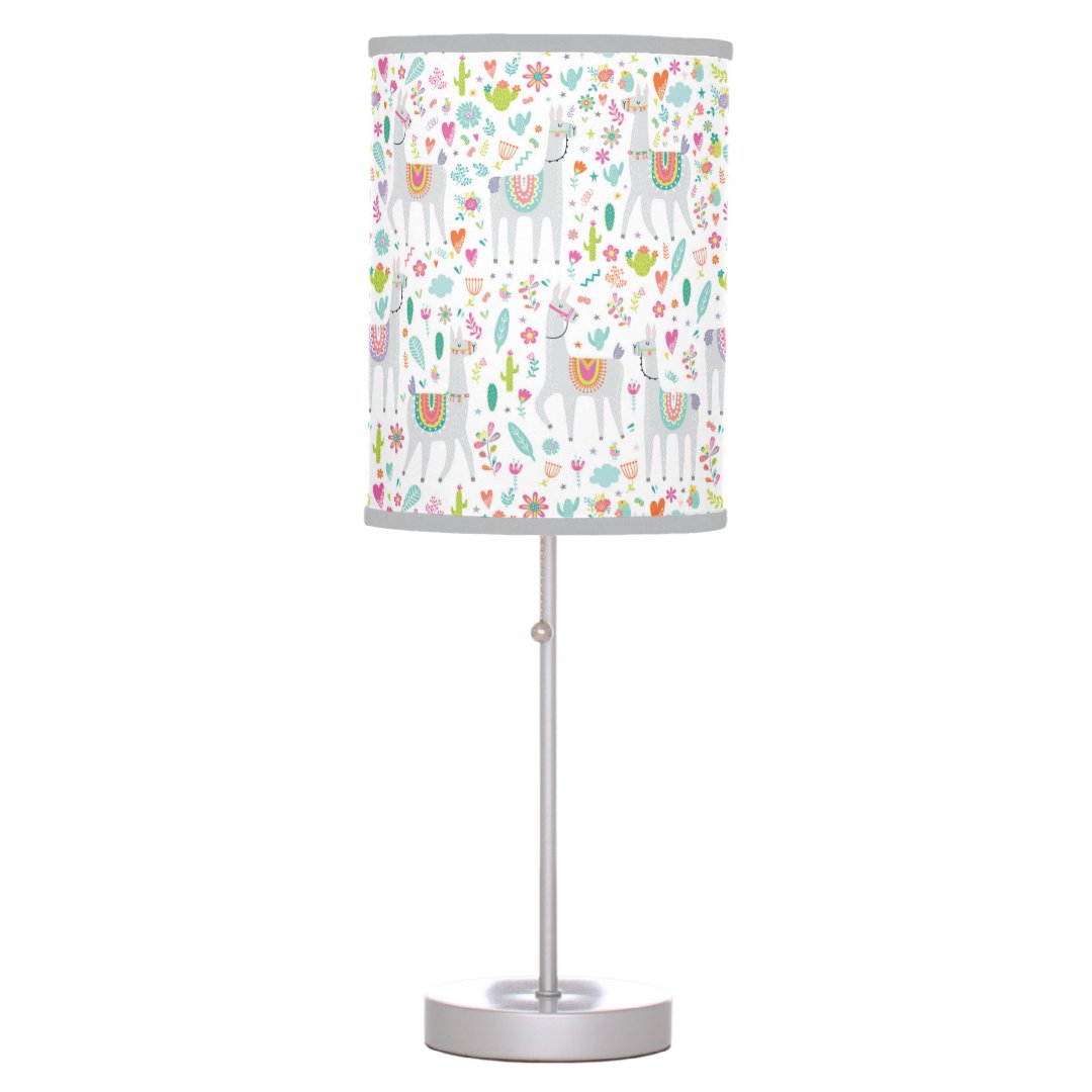 Cute Pastel Llama Pattern Table Lamp | Zazzle