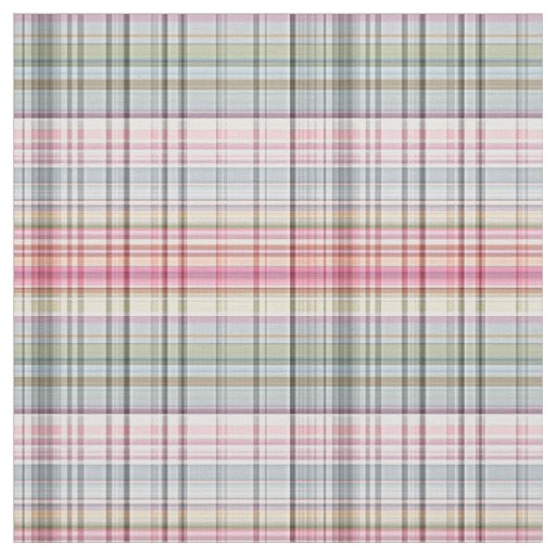 Cute Pastel Pink Blue Retro Tartan Plaid Pattern Fabric | Zazzle