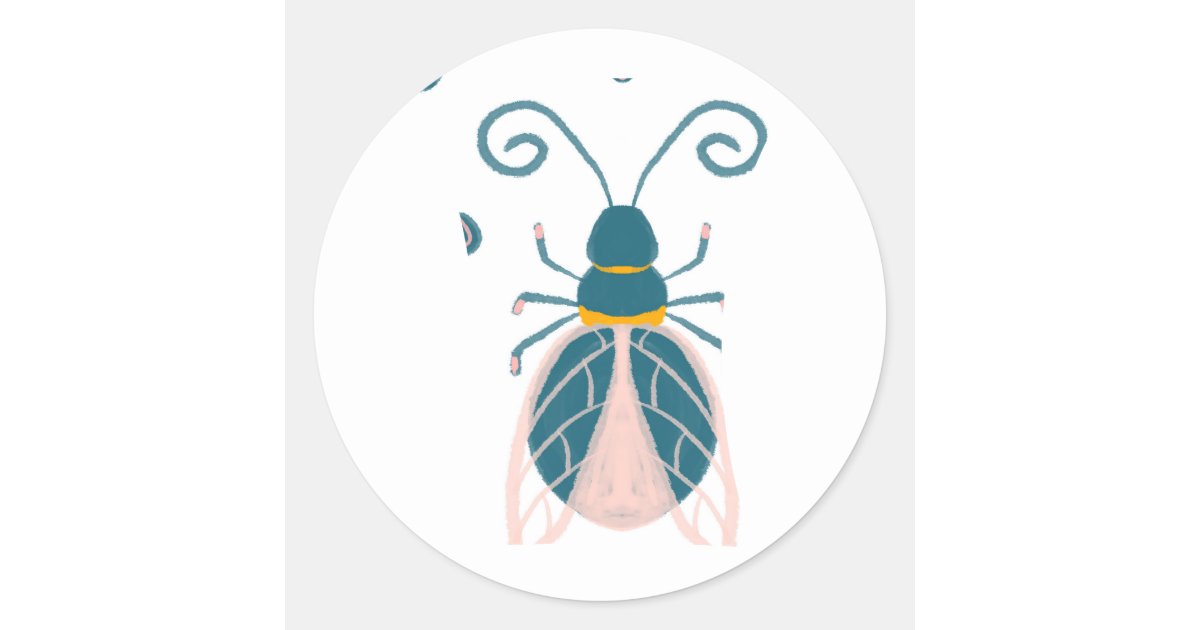 Cute Pastel Pink Bugs Girl Classic Round Sticker | Zazzle