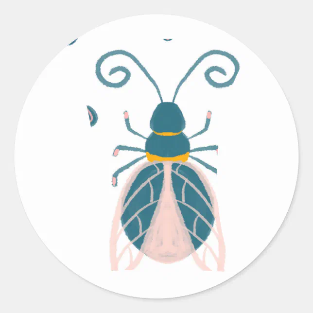 Cute Pastel Pink Bugs Girl Classic Round Sticker | Zazzle