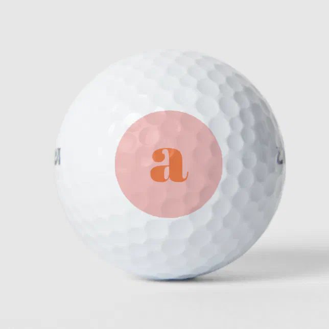 Cute Pastel Pink Orange Monogram Retro Lettering Golf Balls | Zazzle