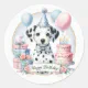 Cute Pastel Puppy Dalmatian - Birthday Classic Round Sticker | Zazzle