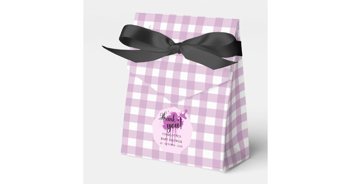 Cute Pastel Purple Gingham Baby Shower Favor Boxes | Zazzle