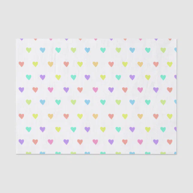 Cute Pastel Rainbow Hearts Pattern Tissue Paper | Zazzle