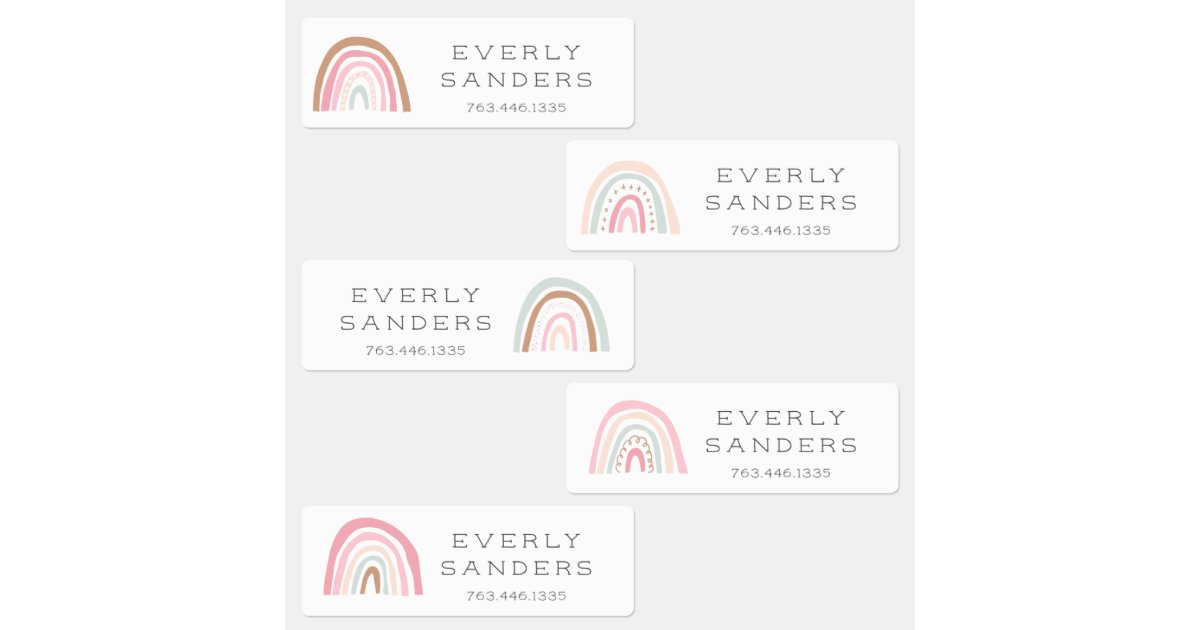 Cute Pastel Rainbows Kids' Labels | Zazzle