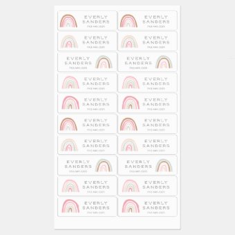 Cute Pastel Rainbows Kids' Labels | Zazzle