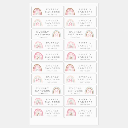 Cute Pastel Rainbows Kids' Labels | Zazzle
