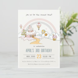 Cute Pastel Sweet Time Candy Land Kids Birthday Invitation | Zazzle