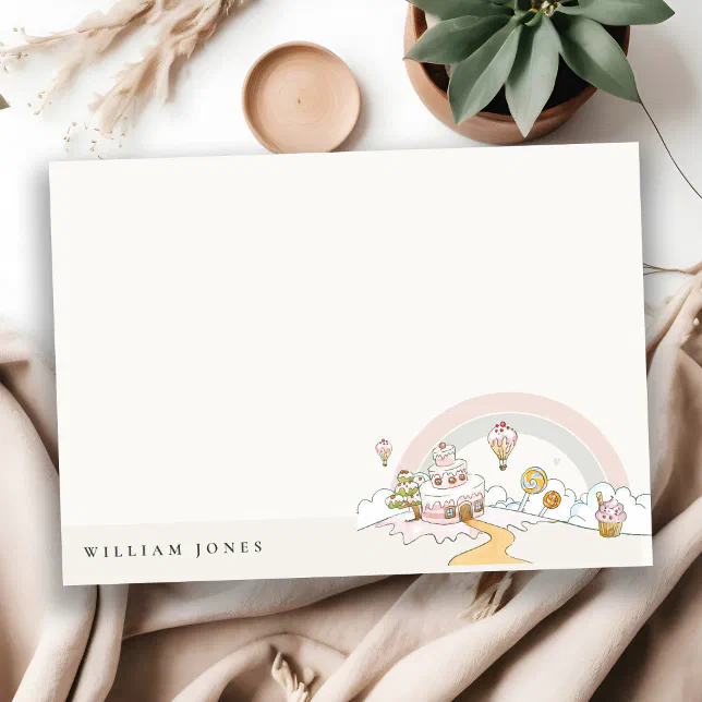 Cute Pastel Sweet Time Candy Land Kids Birthday Note Card | Zazzle