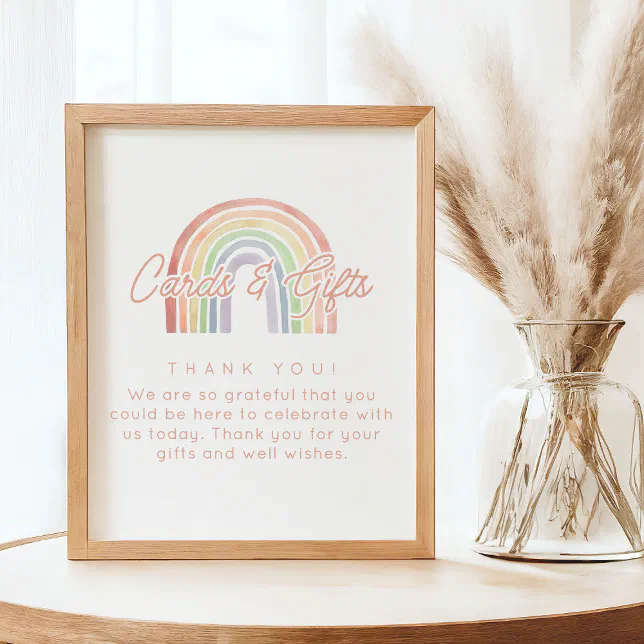 Cute Pastel Watercolor Rainbow Cards and Gifts Poster | Zazzle