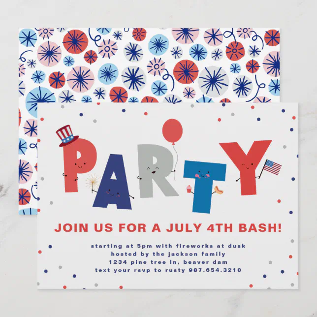 Cute Patriotic July 4th Party Invitation | Zazzle