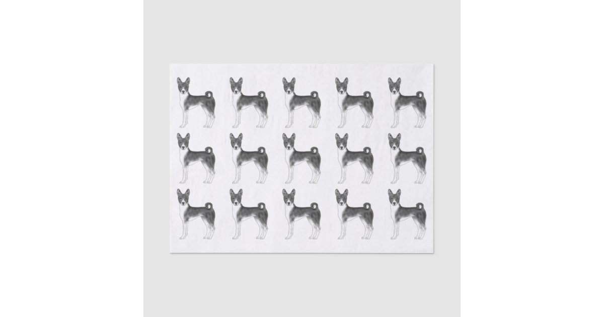 Cute Pattern Of A Basenji Dog In Black And White Tissue Paper | Zazzle
