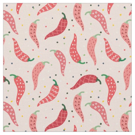 Fiesta Fun Red Chile Pattern Fabric | Zazzle