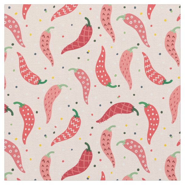 Fiesta Fun Red Chile Pattern Fabric | Zazzle
