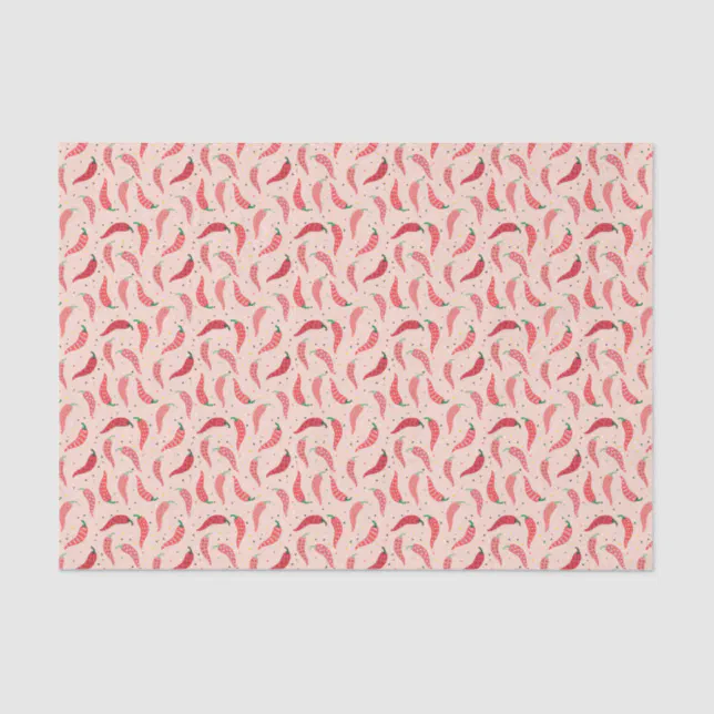 Cute Patterned Chile Peppers on Pink Tissue Paper | Zazzle