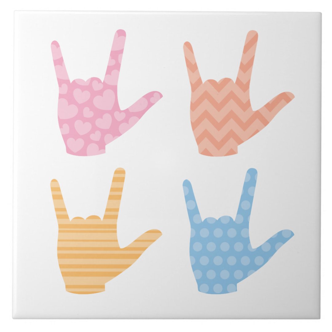 Cute Patterns Sign Language I Love You Signs Decor Ceramic Tile | Zazzle