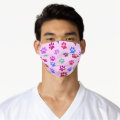 Cute Paw Prints Pattern Pink Adult Cloth Face Mask | Zazzle