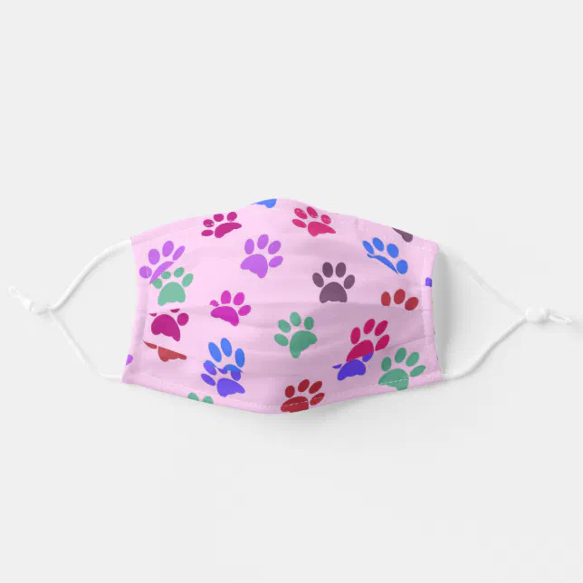 Cute Paw Prints Pattern Pink Adult Cloth Face Mask | Zazzle