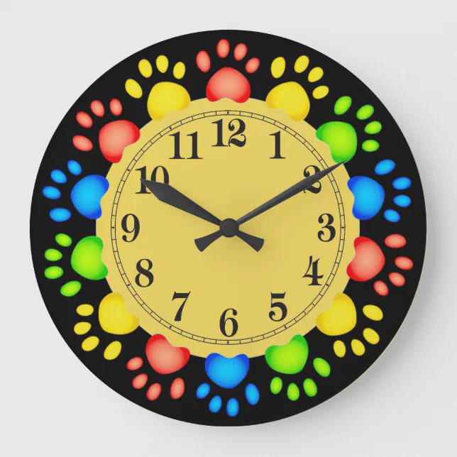 Cute Paws Pattern Wall Clock | Zazzle