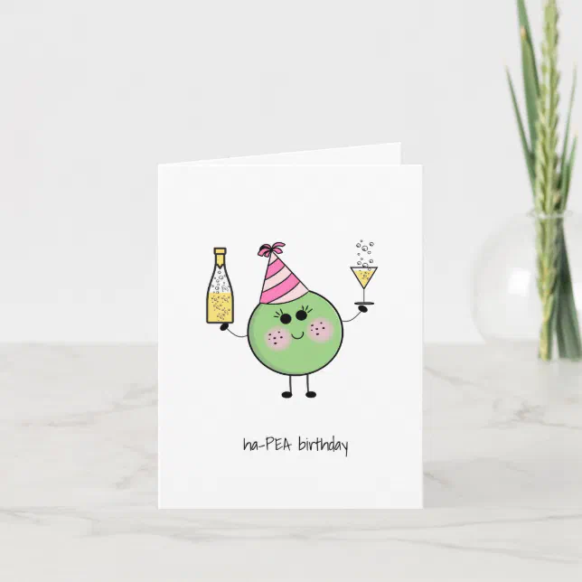 Cute Pea Birthday Card - Cute, Funny, Kawaii Card | Zazzle