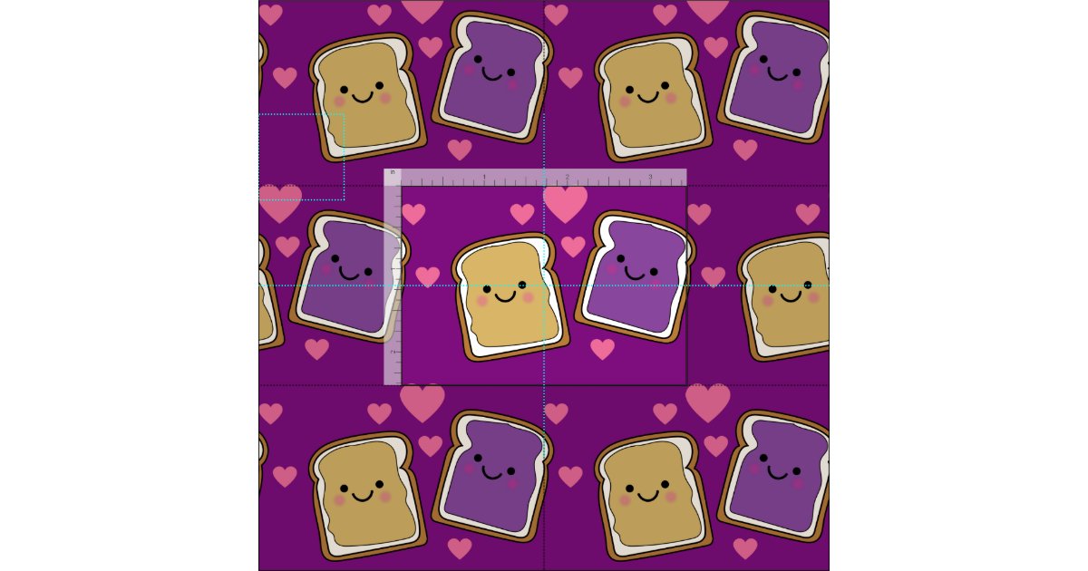 Cute Peanut Butter & Jelly Kids PBJ Kawaii Cartoon Fabric | Zazzle